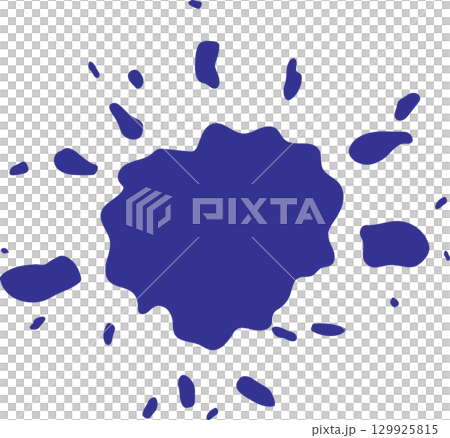Blue paint blot with radiating spatters on a...のイラスト素材 [129925815] - PIXTA