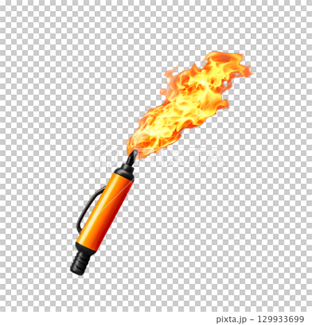 Bright Orange Flamethrower with Intense Flames...のイラスト素材 [129933699 ...