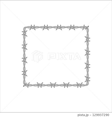Barbed wire square frame emphasizing security...のイラスト素材 [129937290] - PIXTA