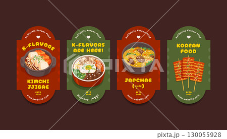 A Colorful Label Collection of Delicious Korean...のイラスト素材 [130055928 ...