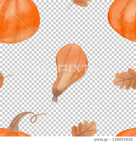 Watercolor hand drawn autumn seamless pattern...のイラスト素材 [130055938] - PIXTA