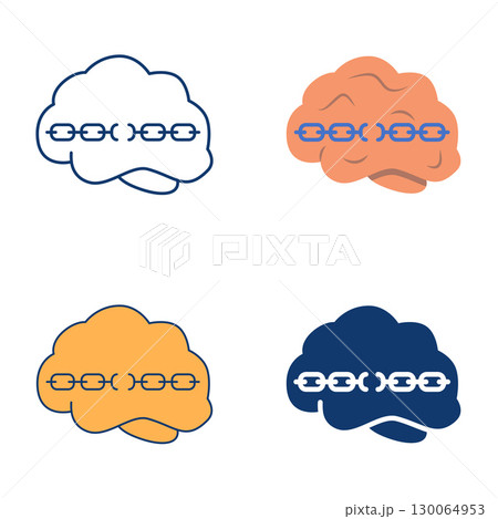 Aphasia disorder flat and line icon setのイラスト素材 [130064953] - PIXTA