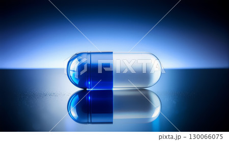 Translucent Blue Capsule with Ethereal Glow on...のイラスト素材 [130066075 ...
