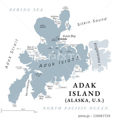 Adak Island, Alaska, United States, gray...のイラスト素材 [130067729] - PIXTA