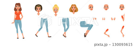 Woman Character with Separate Body Parts Vector...のイラスト素材 [130093615 ...