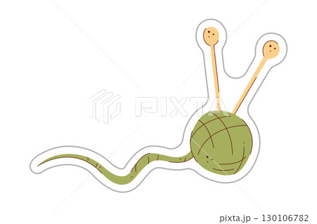 Sticker with yarn and knitting needles. Color...のイラスト素材 [130106782] - PIXTA