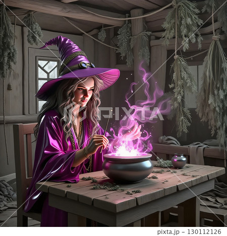 Enchanting fairy conjuring magic in a rustic...のイラスト素材 [130112126] - PIXTA