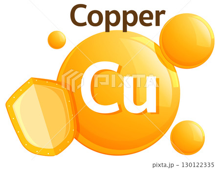 Copper Element Symbol with Shield and Orange...のイラスト素材 [130122335] - PIXTA