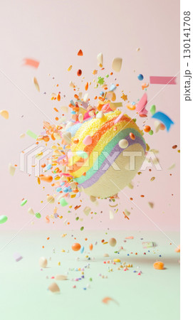 Pinata exploding with colorful confetti in...のイラスト素材 [130141708] - PIXTA