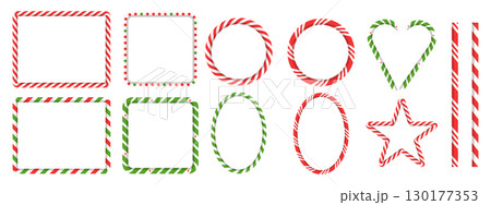 Christmas candy cane photo frame set....のイラスト素材 [130177353] - PIXTA