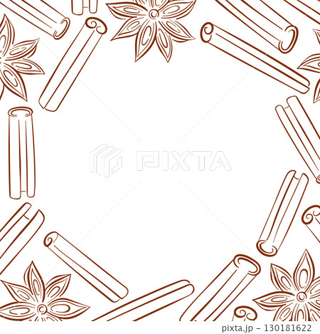 Line art style cinnamon sticks and star anise...のイラスト素材 [130181622] - PIXTA
