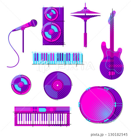 Set of musical items. Music party or rock...のイラスト素材 [130182545] - PIXTA