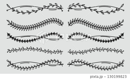 Leaves vines line divider for text layout...のイラスト素材 [130199823] - PIXTA