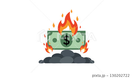Burning dollar bill money on pile of coal...のイラスト素材 [130202722] - PIXTA