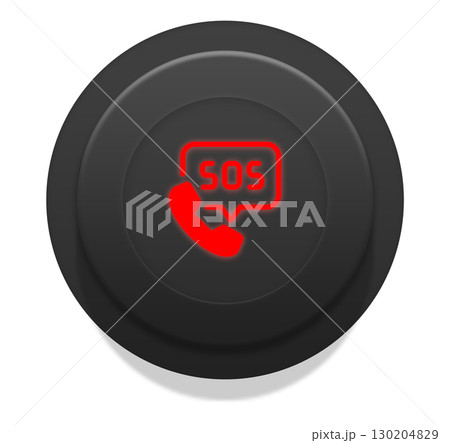 red sos phone on black button in transparent...のイラスト素材 [130204829] - PIXTA