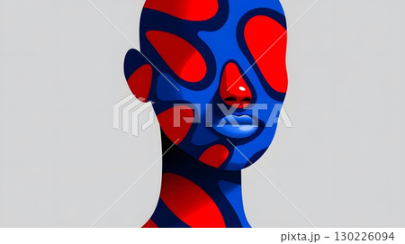 Abstracted human portrait with bold organic...のイラスト素材 [130226094] - PIXTA