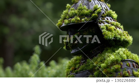 Forgotten ancient samurai armor covered in moss...のイラスト素材 [130226880 ...