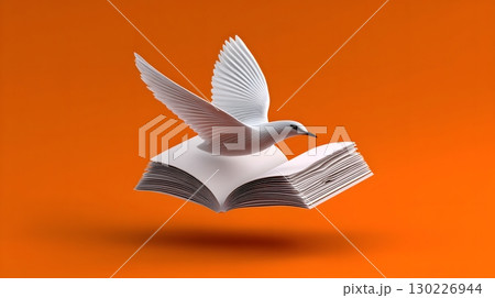 Book transforming into a flying birdのイラスト素材 [130226944] - PIXTA