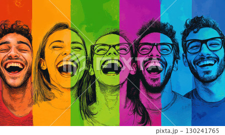 Group of diverse people laughing together,...のイラスト素材 [130241765] - PIXTA