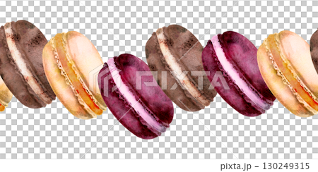 Side view of French macaron cakes, whoopie pie...のイラスト素材 [130249315 ...