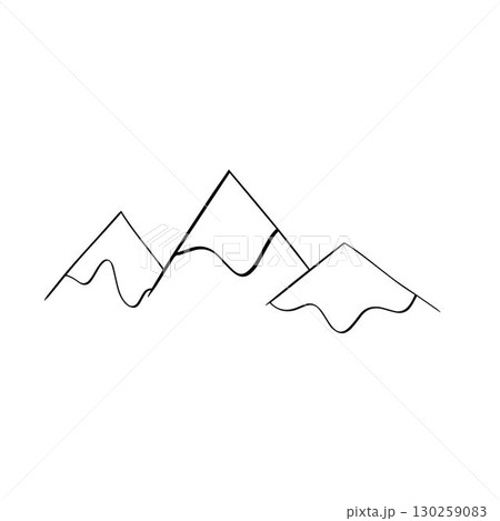Silhouette of three mountains with three peaks...のイラスト素材 [130259083 ...