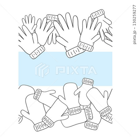 Seamless border frame of winter gloves and...のイラスト素材 [130259277] - PIXTA