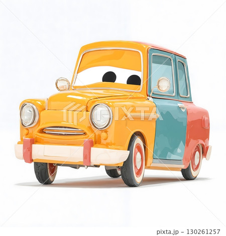 Cute Two-Tone Cartoon Car Character 3D Renderのイラスト素材 [130261257] - PIXTA