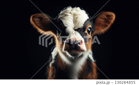 Small cow isolated on black background with...のイラスト素材 [130264855] - PIXTA
