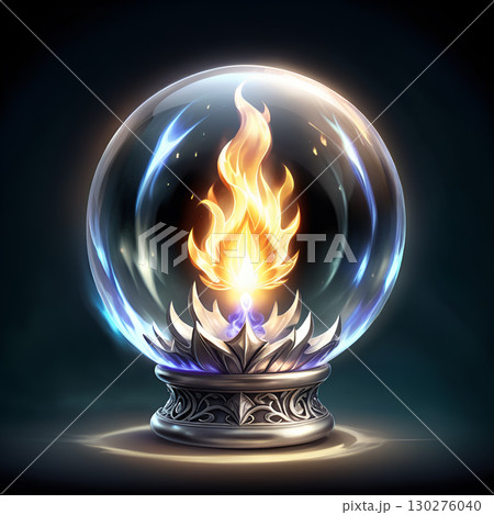 Captivating crystal orb holding vibrant flame...のイラスト素材 [130276040] - PIXTA