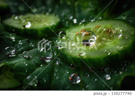 Close-up view of cucumber skin texture with...のイラスト素材 [130277740] - PIXTA