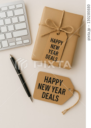 Keyboard pen gift tag Happy New Year deals...のイラスト素材 [130280880] - PIXTA