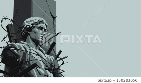 Classical statue entangled in barbed wire, a...のイラスト素材 [130283050] - PIXTA