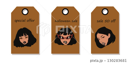 Discount Price Tags with Set of Female Horror...のイラスト素材 [130283681] - PIXTA