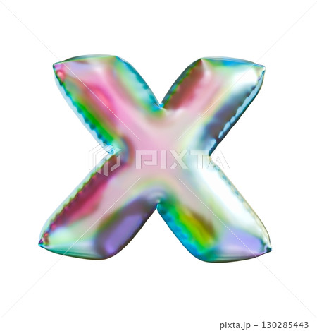 Tricolor gradient holographic metal font Letter...のイラスト素材 [130285443 ...