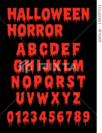 Horror Font Alphabet Black letter Halloween Styleのイラスト素材 [130287211 ...