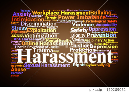 Harassment Word Cloud. Key Concepts On Abuse,...のイラスト素材 [130289082] - PIXTA
