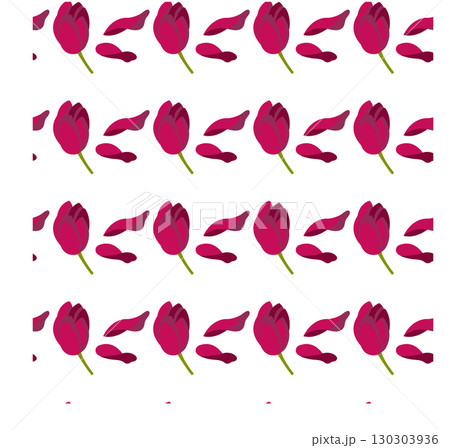 Red tulips pattern. Seamless pattern. Vector...のイラスト素材 [130303936] - PIXTA