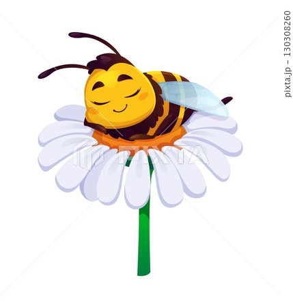 Cartoon funny cute bee character sleeping on...のイラスト素材 [130308260] - PIXTA