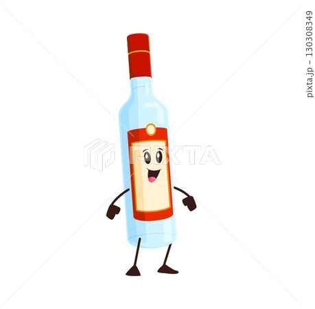 Cartoon vodka drink bottle cheerful character....のイラスト素材 [130308349 ...