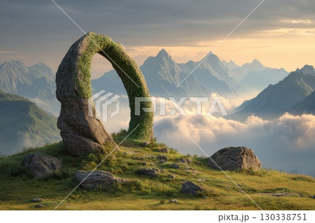 Moss covered arches in ruins form magical...のイラスト素材 [130338751] - PIXTA