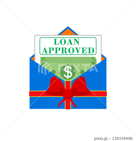 Loan approved with letter notification. Vector...のイラスト素材 [130358490 ...