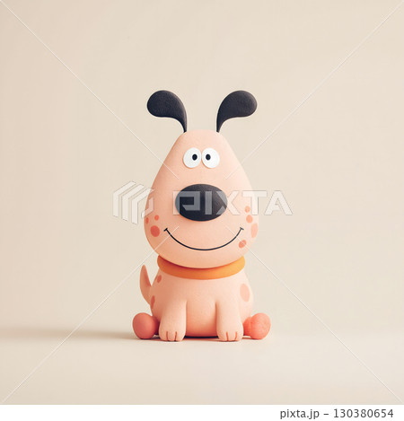 Cute Claymation Dog Character Sitting and Smilingのイラスト素材 [130380654 ...