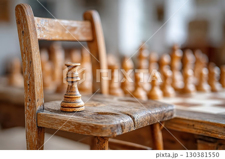Wooden chess piece on a chair in a warm, cozy...のイラスト素材 [130381550] - PIXTA