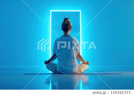 Virtual reflection displaying augmented reality...のイラスト素材 [130382353 ...
