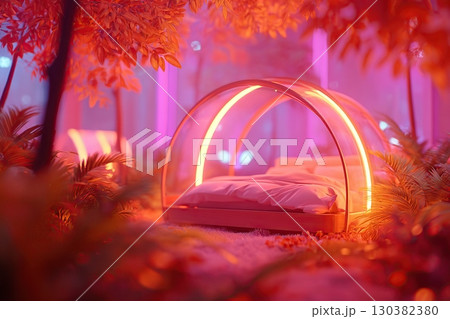Tech cocoon emits amber and violet glow among...のイラスト素材 [130382380] - PIXTA