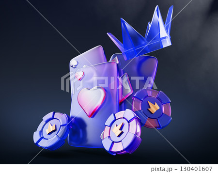 Neon 3d casino background with glass poker...のイラスト素材 [130401607] - PIXTA