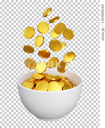 Golden coins overflow from a glass jar,...のイラスト素材 [130406040] - PIXTA