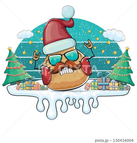 Funny rock star Santa potato character vector...のイラスト素材 [130416004] - PIXTA