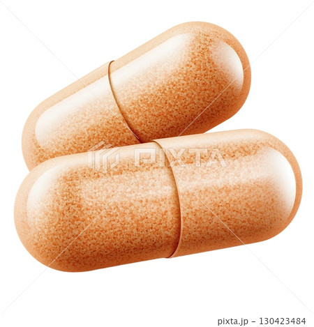 Two light brown capsules lie overlapping on a...のイラスト素材 [130423484] - PIXTA