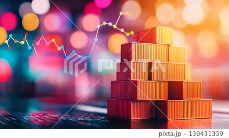 stack of shipping containers with colorful...のイラスト素材 [130431339] - PIXTA